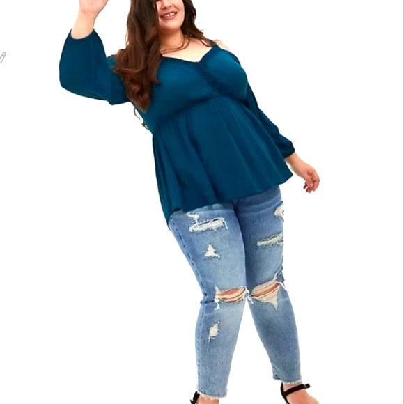 torrid | Tops | Torrid Top 4 New Plus Size 4x 26 Teal Cold Shoulder ...